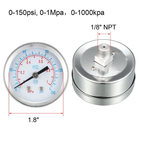 Pressure Gauge , 0-150 PSI/0-1Mpa Dual Scale , 1.8" Dial Display , 1/8" NPT - Bed Bath & Beyond ...
